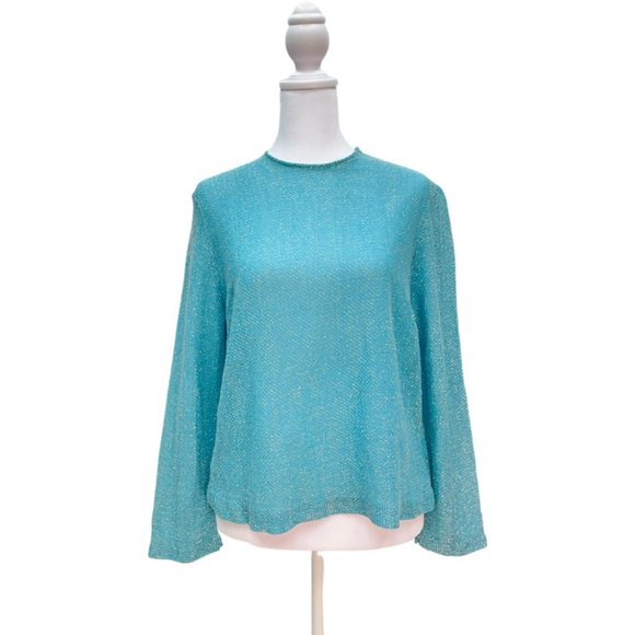Tops | Vintage Turquoise Sparkle Top | Poshmark